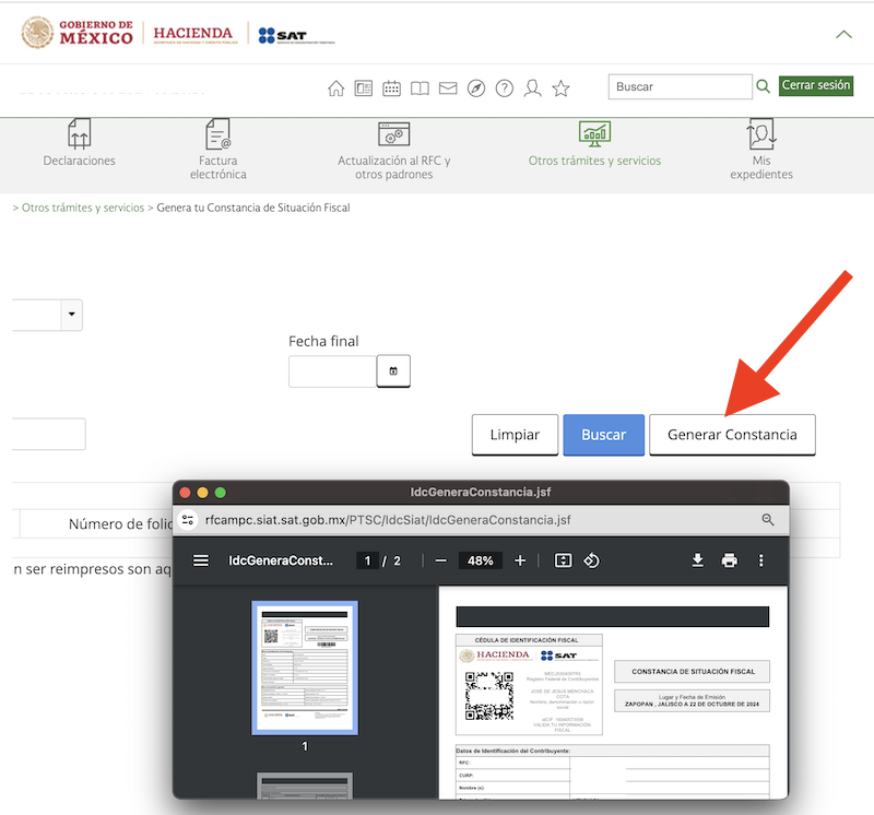 Proceso para solicitar la Constancia de Situación Fiscal CSF del SAT ...